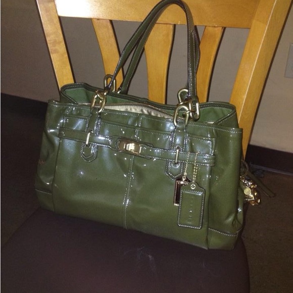 Coach | Bags | Coach Olive Green Patent Leather Purse | Poshmark